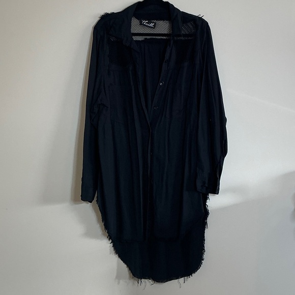 Thrill | Tops | Thrill Charcoal Buttonup With Frayed Edges | Poshmark